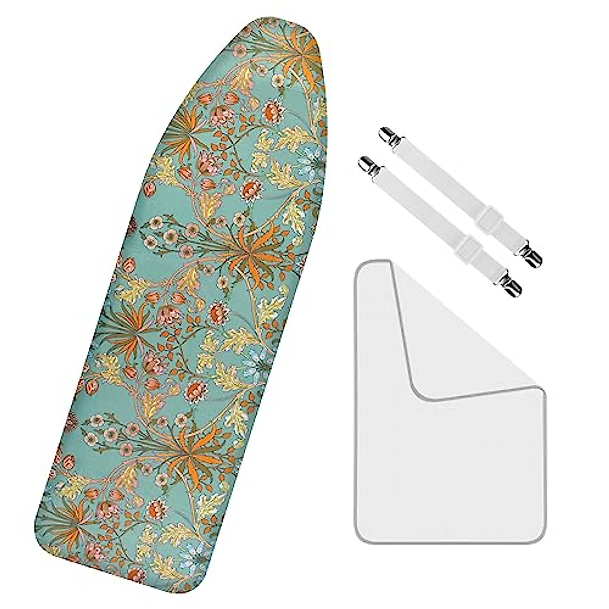 PHILORN Ironing Board Cover and Pad, Resist Scorching and Staining, 15x54 Inch Thick Padding Ironing Board Covers, Elasti Edges, 2 Fasteners and 1 Protective Scorch Mesh Cloth - Retro Pattern