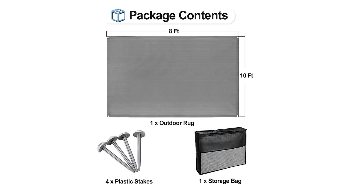 OutdoorLines Portable Tarp Outdoor Rug 8x10 ft - Weather Resistant Deck Mat