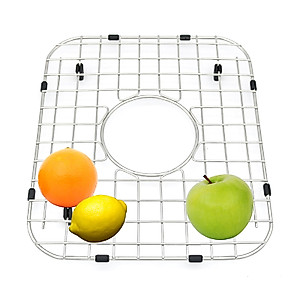 YORZSDI 304 Stainless Steel Sink Protectors for Kitchen Sink, 11-3/4" x 13-7/8" Sink Grid with Center Drain, Sink Rack for Bottom of Sink, Kitchen Sink Grid 2 pcs