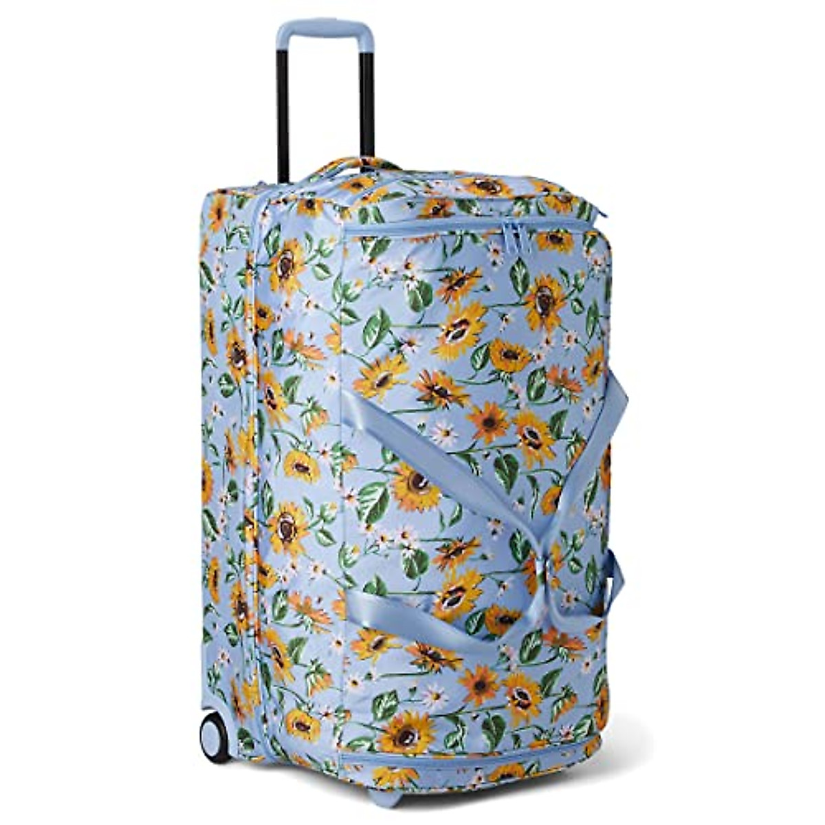 Vera Bradley Women's Recycled Lighten Up Reactive Xl Foldable Rolling Duffle Luggage, Sunflower Sky, One Size