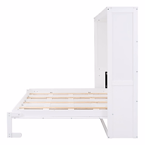 YSWH Queen Size Murphy Bed Chest Wall Bed, Wood Murphy Bed Wall Bed Frame, Mobile Versatile Cabinet Bed Folding Bed for Bedroom Furniture, Foldable Platform Bed Folded into Cabinet (White)