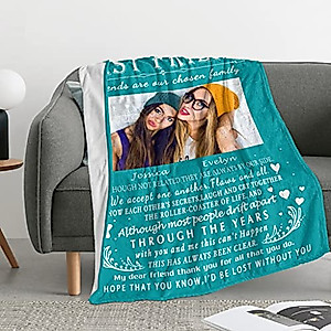 Lcyawer Custom Funny Best Friend Blanket with Photos, Personalized Bestie Blanket Gifts for Women, Birthday Gifts for Female Friends, Unique Long Distance Friendship Presents