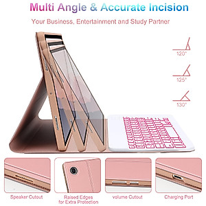 IVEOPPE Galaxy Tab A8 2022 Case with Keyboard 10.5 inch, Detachable Wireless Bluetooth Keyboard Cover & 7 Colors Backlit & Slim Folio Cover for Galaxy Tab A8 SM-X200/X205/X207（Sugar Pink）
