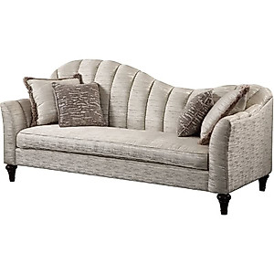 BOWERY HILL Contemporary Fabric Sofa in Shimmering Pearl Beige