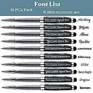 Ancolo Personalized Ballpoint Pens with Stylus tip stylish pens premium Crystal Diamond pen - Engraved with Your Name Logo or Message, Phone Number Black ink Perfect for Bank, Office, Hotel Lobbies