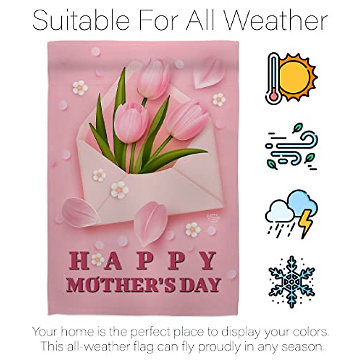 Ornament Collection Mommy Day Mail Garden Flag Set Wood Dowel Family Mother Mom Mama Grandma Love Flowers Parent Sibling Relatives Grandparent House Banner Small Yard Gift Double-Sided, Made in USA