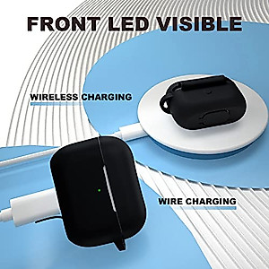 Camofit Case Cover Compatible with Airpods Pro Caser for Women Girls with Bracelet Keychain Accessories, Cute Silicone Case Compatible with AirPod Pro 2019 Earbuds Wireless Charging Case (Black)