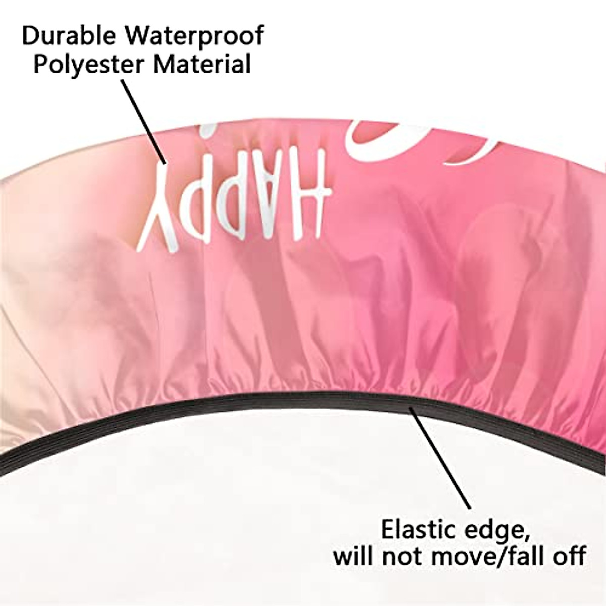 Easter Round Tablecloth with Elastic Edge, Happy Easter Rabbit Bunny Egg Fitted Tablecloth Washable Wipeable Spillproof Polyester Table Cover for Kitchen Dining Party Holiday Fits Round Table 45-56 In