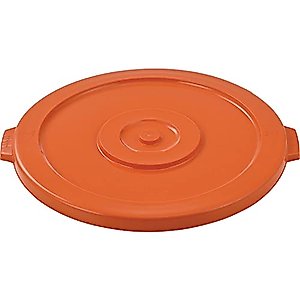 Global Industrial 44 Gallon Plastic Trash Can Lid, Bright Orange