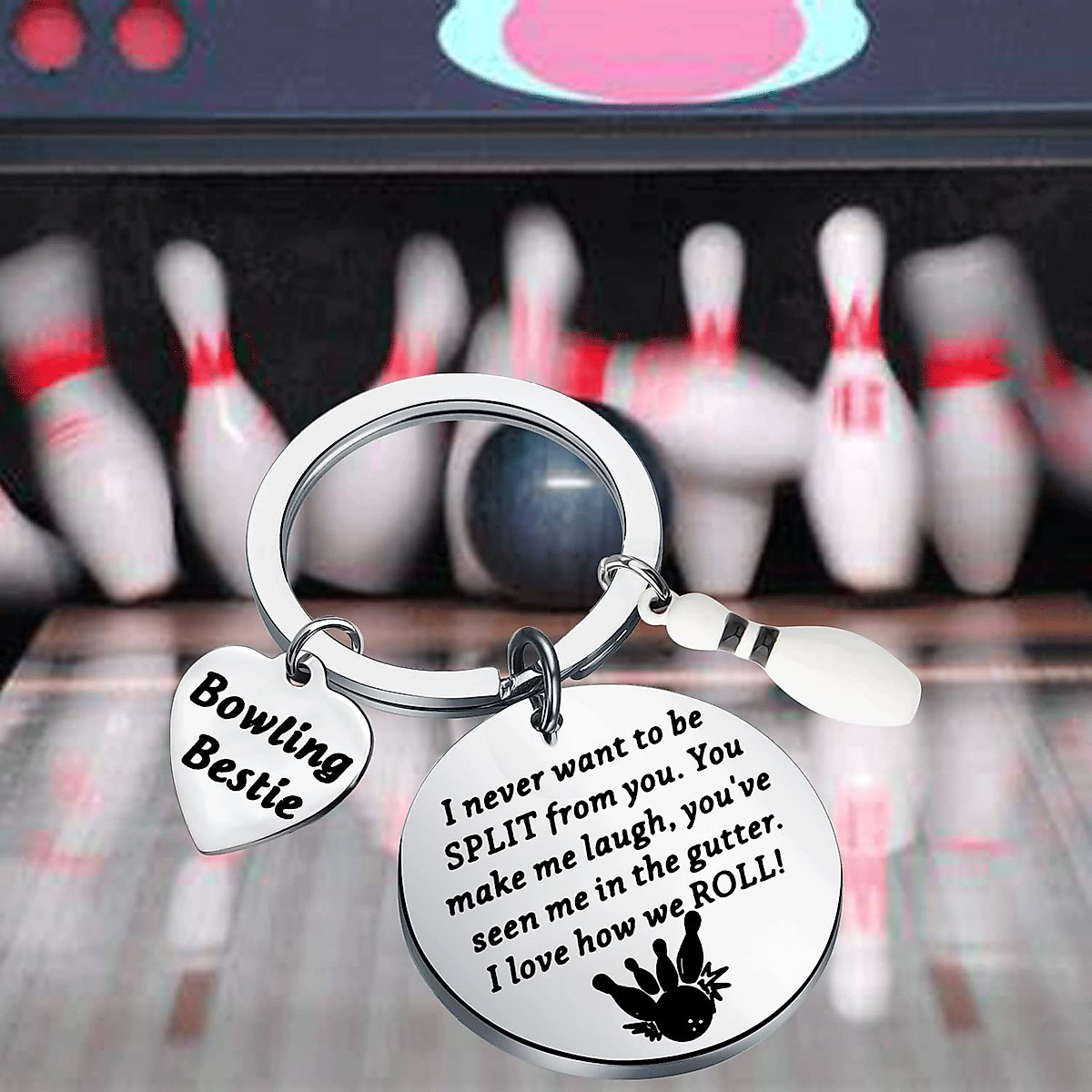 WSNANG Bowler Gift Bowling Partner Gift Bowling Bestie Keychain Bowling Team Gifts Bowling Lover Gifts (Bowling Roll K)