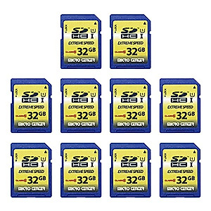 32GB Class 10 SDHC Flash Memory Card 10 Pack Standard Full Size SD Card USH-I U1 Trail Camera Memory Card by Micro Center (10 Pack)