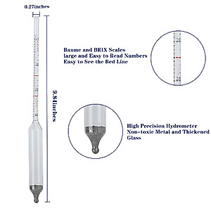Maple Syrup Hydrometer Test Cup kit, Maple Syrup Density Kit, Measures Sugar Content in The Syrup, Stainless Steel Maple Syrup Kit, Easy to Read and Accurate, with Cleaning Brush
