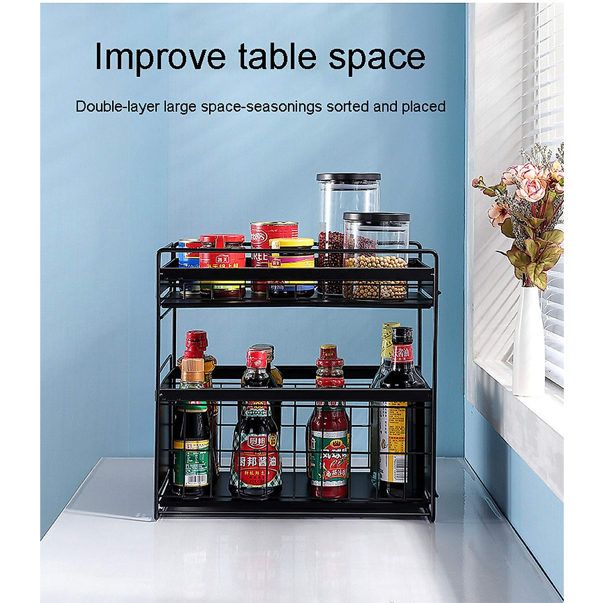 LEAYAN Under Sink Storage 2 Tier Drawer Organizer, Under Sink Storage Rack with Sliding Basket Drawer, Pull Out Drawers Under Sink, for Kitchen Bathroom Under Sink Rack Shelf, White 40 * 28 * 40cm