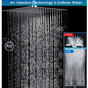 Shower Head, 10'' High Pressure Rainfall Shower Head with 3 Settings Handheld Shower Combo with 11''Extension Arm, Anti-leak Square Rain Shower Head with 78'' Hose/Holder(Matt Black Shower Heads)