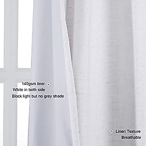 ChadMade Linen Curtain 50 Inches Width x 102 Inches Length Room Darkening Lining Curtain Panel 4 in 1 Header Rod Pocket Flat Hooks Back Tab Hook Belt, Snow White (1 Panel)