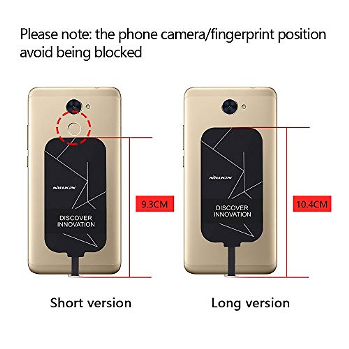 Nillkin Qi Receiver USB C, Thin Wireless Charging Receiver, Type C Wireless Charger Receiver for Galaxy A51/A20E/A20, Pixel 2 and Other Type-C Android Cell Phones(Short Version)