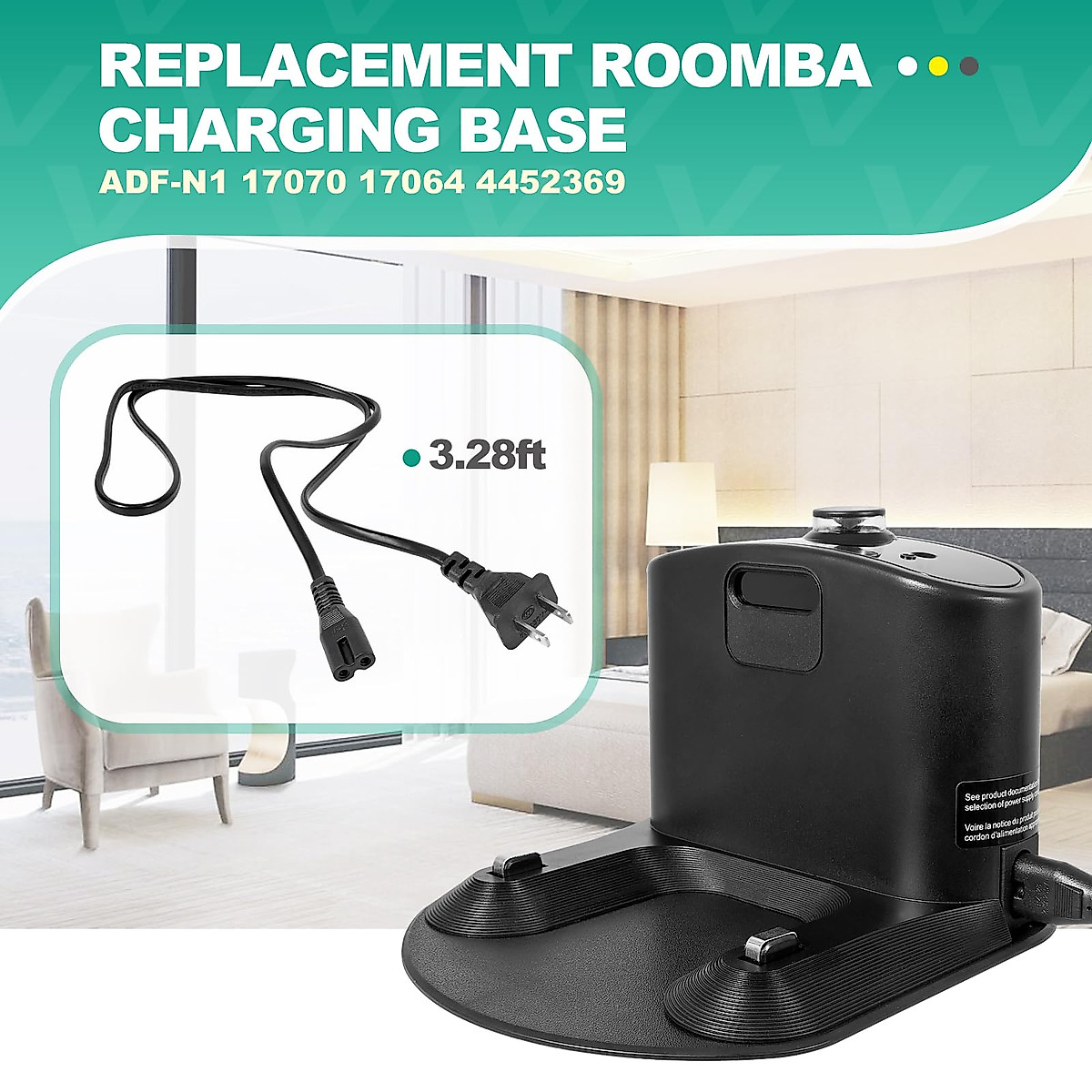 FILTERUP Charger Dock, Charging Base, Docking Station Compatible with Roomba 500 600 700 800 900 Series e5 e6 i1 i3 i4 i6 i7 i8 Charger Replace# ADF-N1 17170 17064 4452369