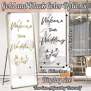 Wedding Welcome Signs Welcome to Our Wedding Signs Mirror Decals for Wedding Party Entry DIY A to Z Letter Stickers for Just Married Welcome Sign Decoration Mr and Mrs Decals for Photo Backdrop(Gold