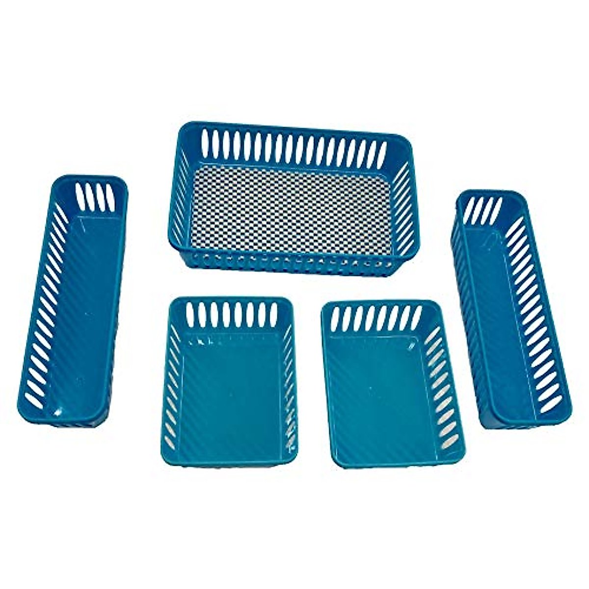 JAVA 10 Piece Assorted Size Organizing Storage Bin Baskets Set (Turquoise)