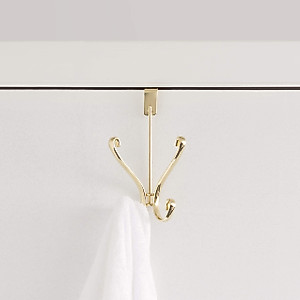 Home Basics Over The Door Double Hook (Gold)