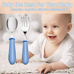 12PCS Toddler Forks & Spoons,Stainless Steel Baby Utensils,Kids Silverware Children's Cutlery Set for Self Feeding,BPA Free Metal Toddler Flatware with Handle for Boys Girls(Mixcolor 6 Spoons 6 Forks)