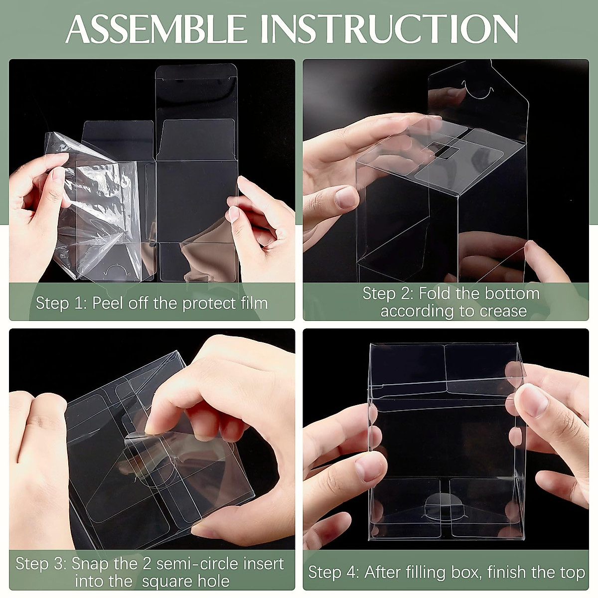 Jutieuo 45 Pack 3x3x3 Inches Clear Favor Boxes with Ribbons, Transparent Cube Treat Boxes for Candy Cupcake Goodie Gift, Individual Hot Cocoa Bomb Packaging Box