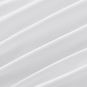 PATSAY 100% Cotton Linen-Like Textured Duvet Cover Set, 3 Piece Luxury White Bedding Set Queen Size, Soft and Breathable, with Zipper Closure and Corner Ties (1 Duvet Cover+2 Pillowcases)