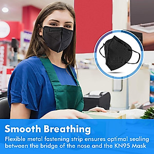 Enlove KN95 Face Masks Black 50 Pack, 5-Layer Filter Face Mask