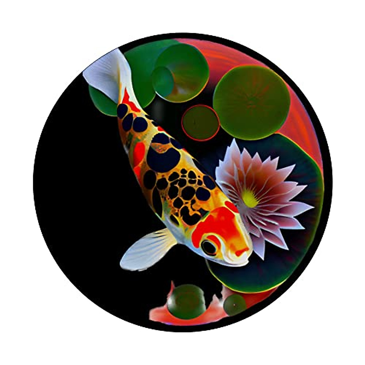 koi carp fish lilly pad flower japanese PopSockets Swappable PopGrip