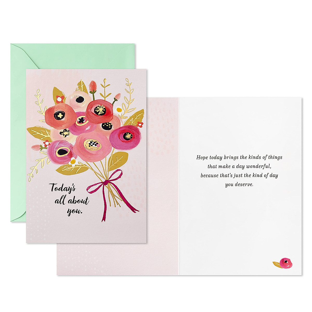 Hallmark 13" Large Gift Bag with Birthday Card and Tissue Paper for Women (Modern Flowers, Pink, Sage, Blue, Black, Yellow) for Mom, Daughter, Sister, Girlfriend, Aunt, Nana