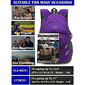 Backpack Bookbag for School College Laptop Travel Student ,Fit Laptop Up to 15.6 inch with USB Charging Port Multi Compartment Anti theft, Gift for Women Men (Purple)