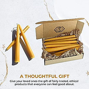 BeeTheLight Beeswax Taper Candles (Pack of 12) - Dipped Style Smokeless Unscented Candles - 12 Hours Burn Time Each - All Natural 100% Pure Beeswax Candle - Handmade Decorative Taper Candle Set