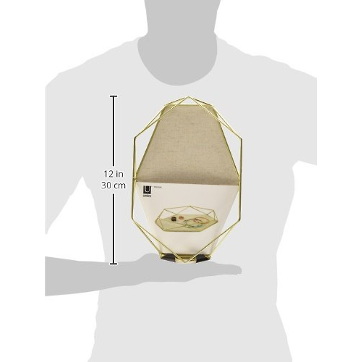 Umbra 299481-221 Prisma Tray, Geometric Plated Jewelry Storage, 11" Length x 7.25" Height x 1.5” Width, Matte Brass