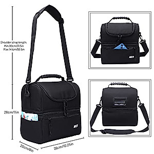 MIER Adult Lunch Box Insulated Lunch Bag Large Cooler Tote Bag for Men, Women, Double Deck Cooler(Black Large)