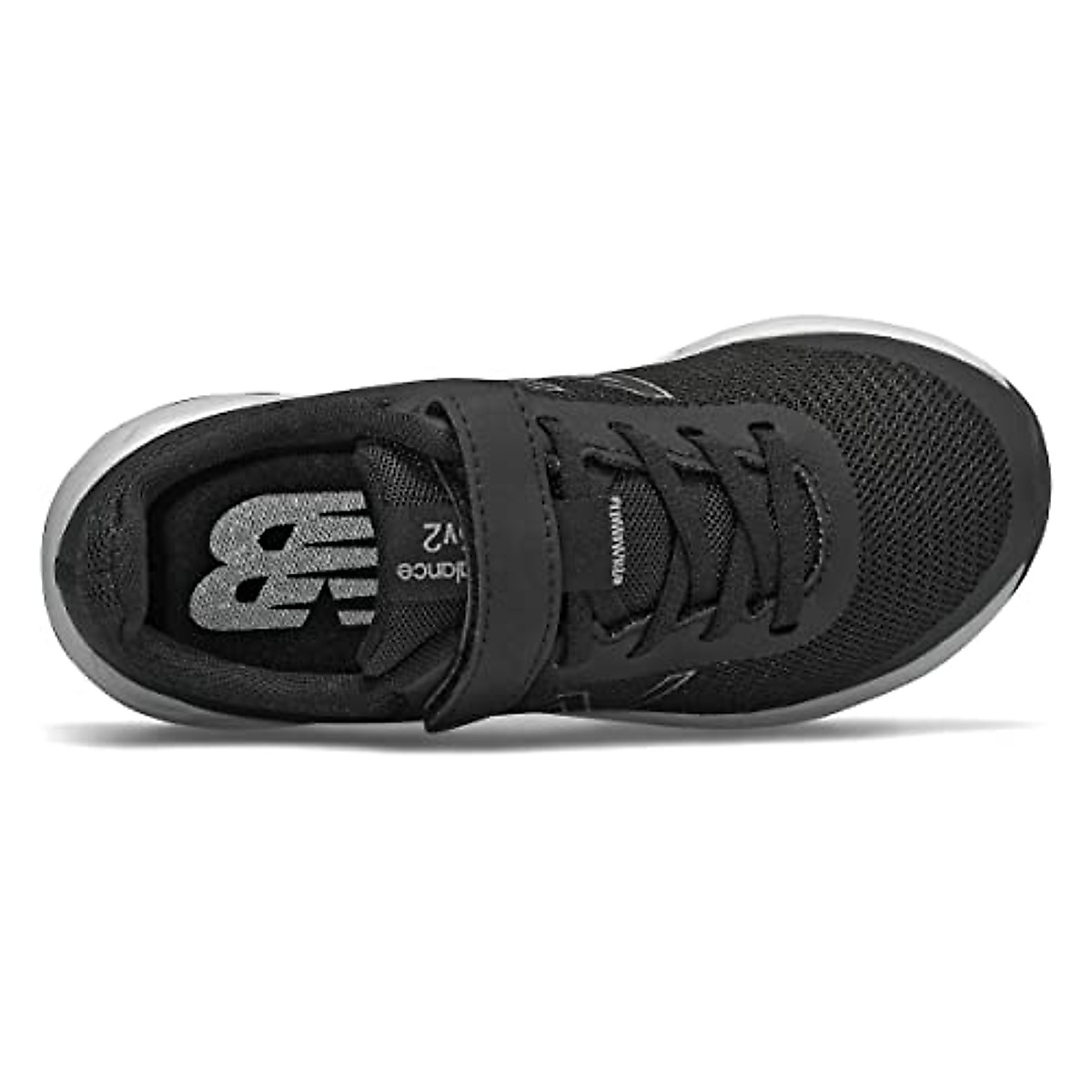 New Balance Kid's 455 V2 Hook and Loop Running Shoe, Black/White, 4 Infant