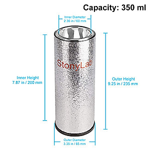 stonylab Dewar Flask, Cylindrical Form Borosilicate Glass Dewar Flask with Aluminum Base, 210mm Interior Depth and 70mm Interior Diameter for Laboratory, 665ml