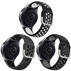 NAHAI 3 Pack Sport Bands Compatible with Samsung Galaxy Watch 46mm/Gear S3 Frontier for Men Women, 22mm Watch Band Silicone Quick Release Rubber Replacement Strap for Galaxy Watch 3 LTE (45mm)