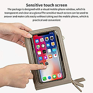 Touch Screen Crossbody Cellphone Purse, RFID Blocking Wallet Adjustable Straps Handbag PU Leather Shoulder Bag with Card Slots Multiple Zipper Closure for Women (Black)