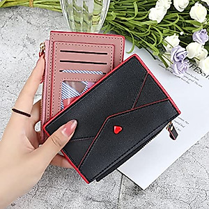 5pcs Women PU Leather Business Card Holders Short Mini Cute Thin Wallets Small Coin Purse Money Bag Cover Organizer Case (E)