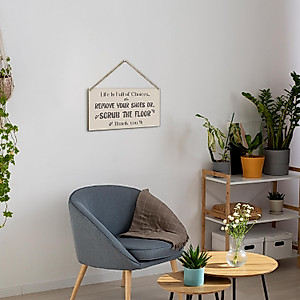 Life is Full of Choices Remove Your Shoes Rustic Wooden Hanging Sign Decor, Front Door Wall Decor Sign Wood Plaque for Farmhouse Bedroom Home Porch Entryway, Hanging Wall Art Gift (1 pack)-08