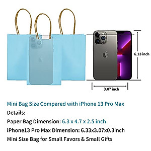 60 Pack Mini Small Pink Blue Green Purple Colored Paper Gift Bags with Handles for Birthday Wedding Baby Shower Party Favors, Shopping, Retail, Merchandise, 6.3x4.7x2.75 Inch ( 4 Colors Assorted)