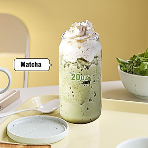 DAMCONME 20 Oz Glass Cups with Lids and Straws 2Pcs,Glass Iced Coffee Cups,20 Oz Glass Tumbler,Glass with Bamboo Lid and Straw for Smoothie,Cocktail Beer, Whiskey,Soda(2 Clean Brush)