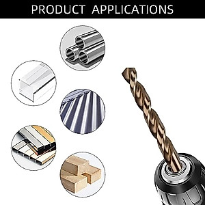 Cobalt Drill Bit Set,NOEAIKE 15-Pack M35 HSS Metal Drill Bits,Twist Jobber Length Cobalt Drill Bits Size 1/16"-3/8" for Hardened Steel,Stainless Steel,Cast Iron,Aluminum Alloy,Wood with Storage Case