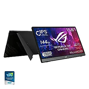 ASUS ROG Strix 15.6" FHD 1080P Portable Gaming Monitor XG16AHPE, 144Hz, IPS, G-SYNC Compatible, Built-in Battery, Kickstand, USB-C, Micro HDMI, for Laptop, PC, Phone, Console
