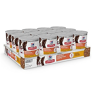 Hill's Science Diet Perfect Digestion, Adult 1-6, Digestive Support, Wet Dog Food, Chicken, Vegetable & Rice Stew, 12.5 oz Can, Case of 12