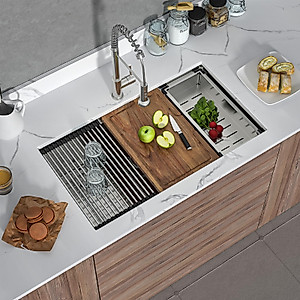 30 Undermount Kitchen Sink - IOROYO 30x19 inch Kitchen Sink Undermount Ledge Workstation Stainless Steel 16 Gauge Single Bowl Kitchen Sinks Basin