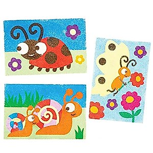 Baker Ross AT615 Bug Sand Art Pictures - Pack of 8, for Children to Decorate and Display, Ideal Kids Arts and Crafts Project