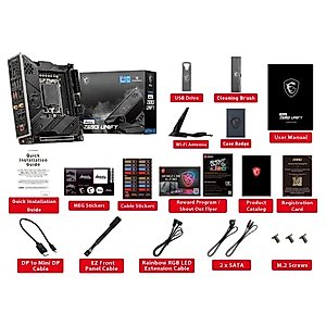 MSI MEG Z690I Unify Gaming Motherboard (Mini ITX, 12th Gen Intel Core, LGA 1700 Socket, DDR5, PCIe 5, 2.5G LAN, M.2 Slots, Wi-Fi 6E)