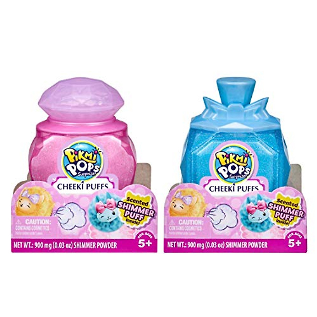 Pikmi Pops Cheeki Puffs - 1pc Collectible Scented Shimmer Plush Toy in Small Perfume - 2 Pack, Multicolor