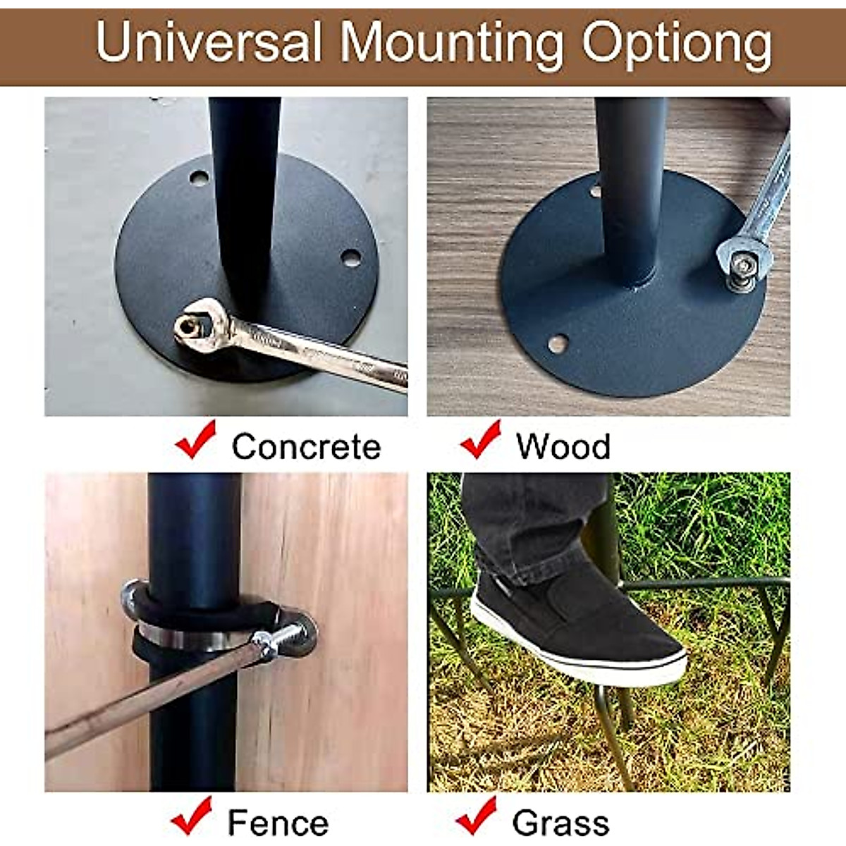 String Light Poles 10 FT, 2 Pack Light Poles for Outside String Lights, Outdoor Light Poles with Fork, Fence Brackets, Base for Hanging String Lights, Metal Poles Stand for Patio Deck Backyard